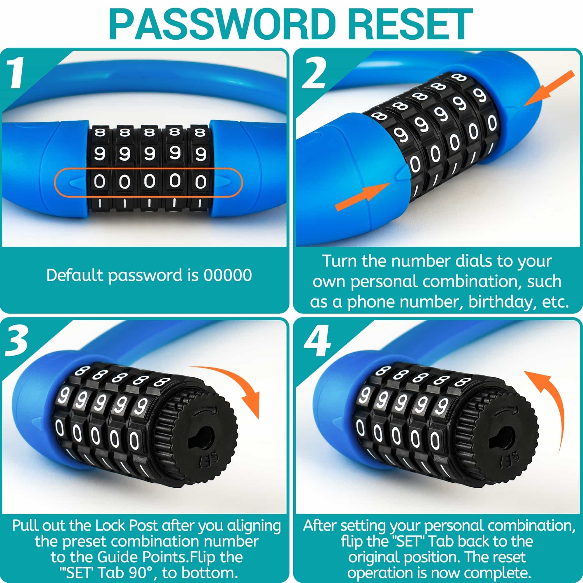 How to set new combinations for bike Locks? - Idealux